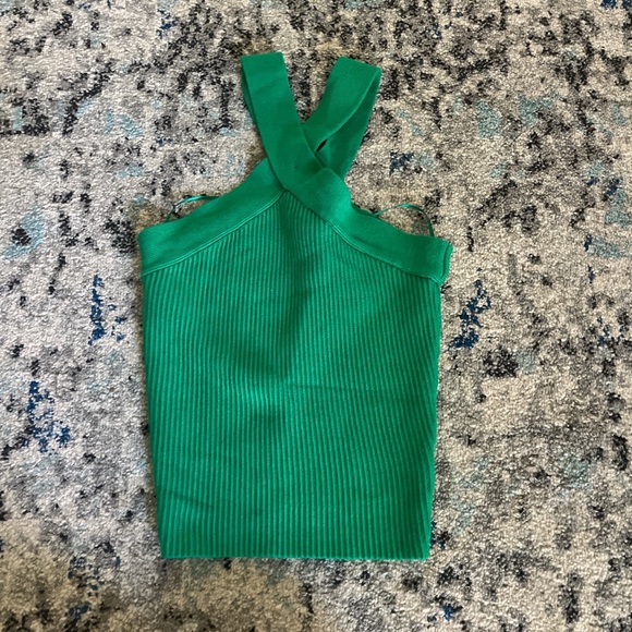 House of Harlow 1960 | Tops | Green Cross Neck Top | Poshmark